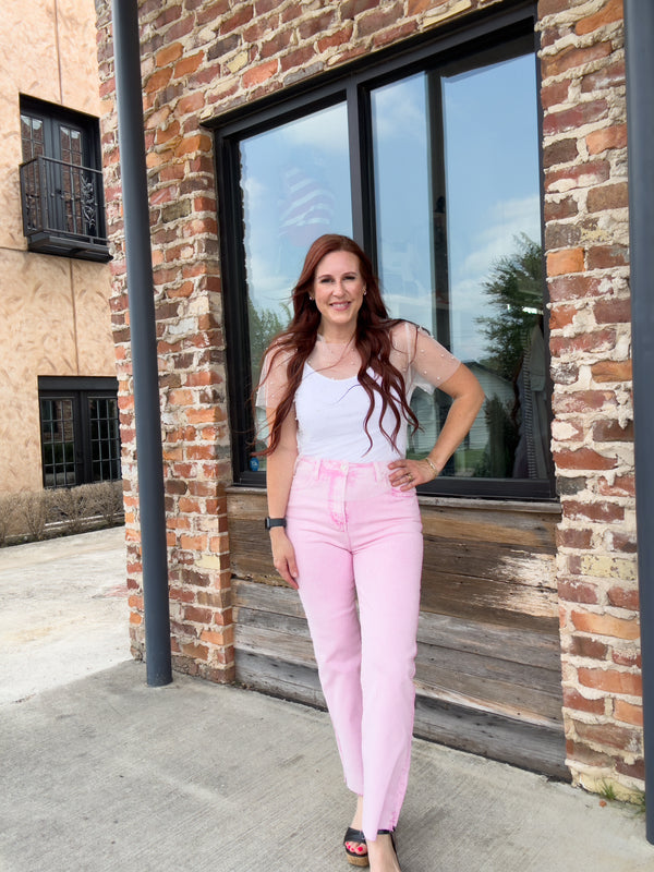 Bubblegum Acid Wash High-Rise Jean - Addy & Ry Boutique