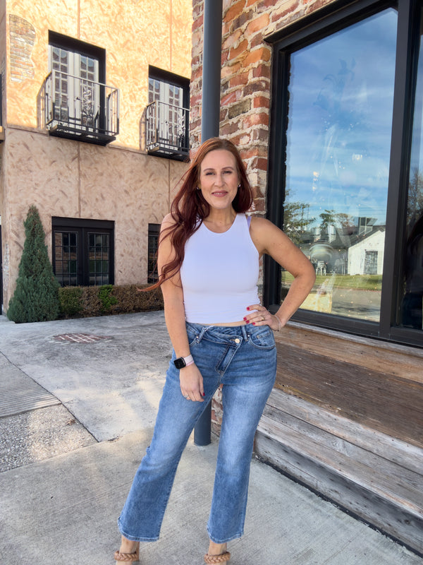 Alessia Crossover Straight Leg Jeans - Addy & Ry Boutique