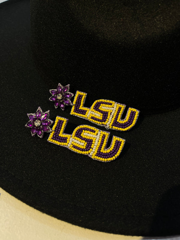 LSU Rhinestone Earring - Addy & Ry Boutique